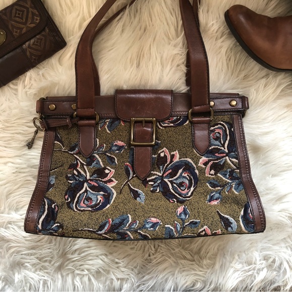 Fossil | Bags | Rare Fossil Reissue Weekender Satchel In Green Floral ...